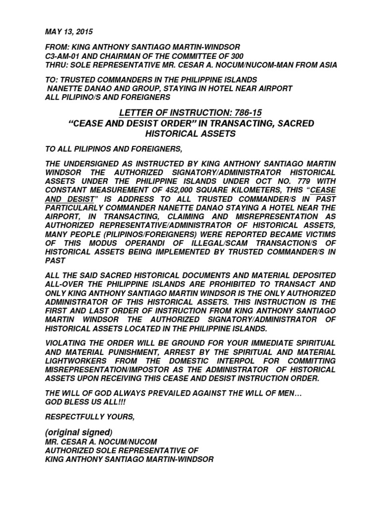 Letter of Instruction: 786-15 | PDF | Social Institutions | Social Science