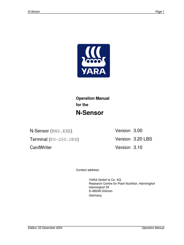 Manual N-Sensor (English) | PDF | Menu (Computing) | Calibration
