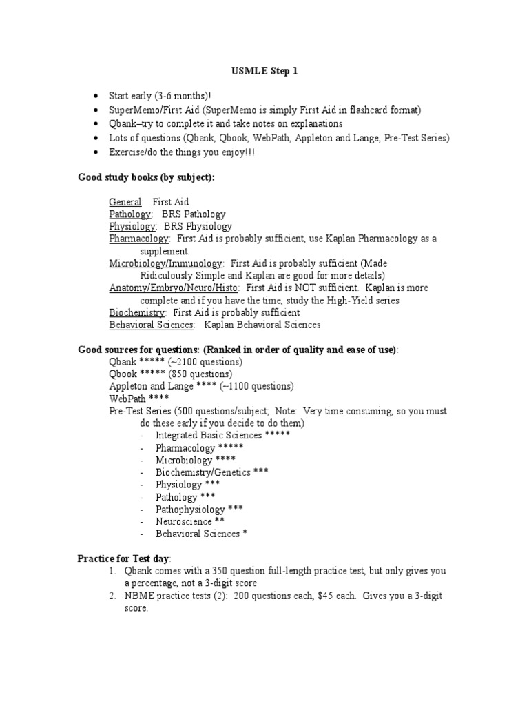 USMLE Step 1 Study Guide | PDF