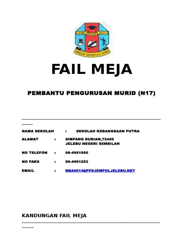 Fail Meja PPM Asrama 2015 | PDF