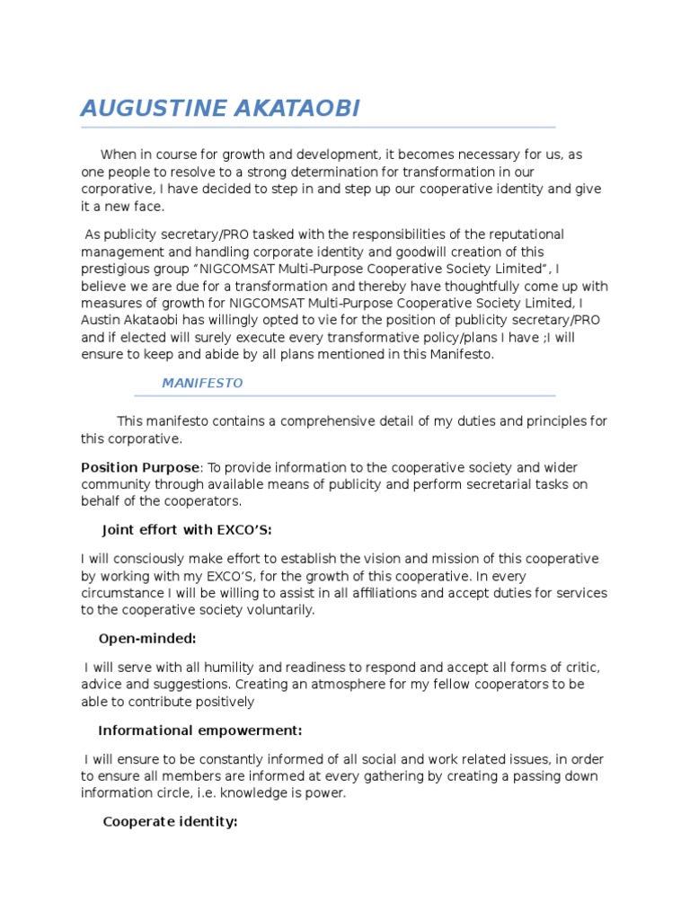 Cooperative Society Manifesto | PDF | Social Capital | Business