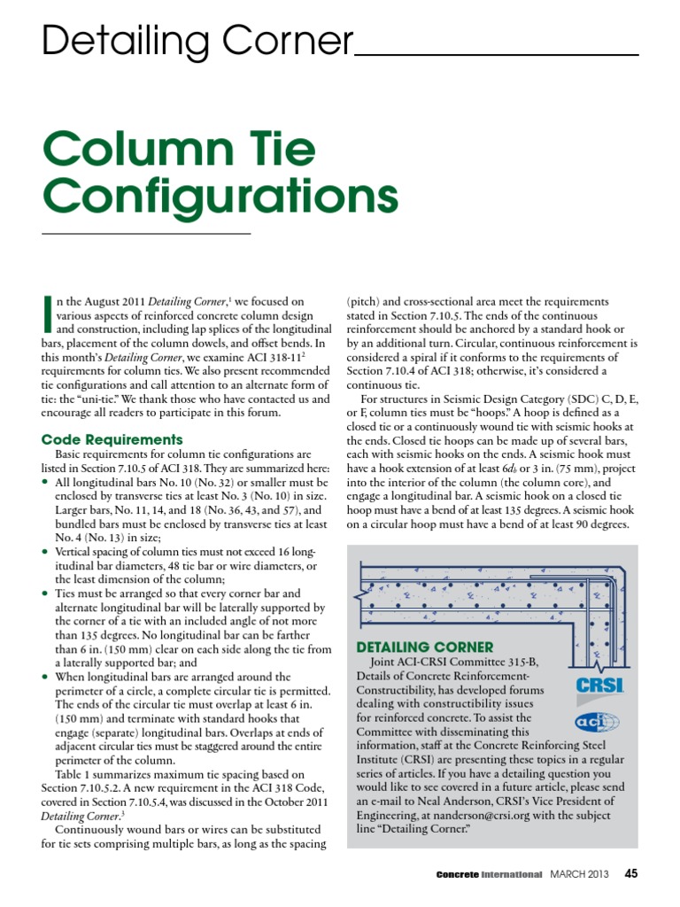 Column Tie Configurations and Spacing | PDF | Building Engineering ...