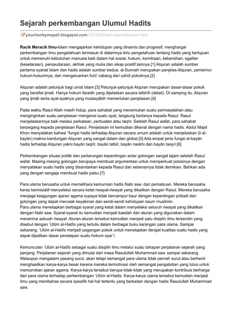 Sejarah Perkembangan Ulumul Hadits | PDF | Sejarah | Agama & Spiritualitas