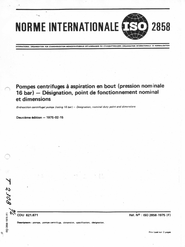 Iso 2858 | PDF