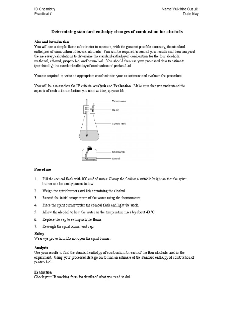 Enthalpy of combustion updates2015 | Combustion | Alcohol