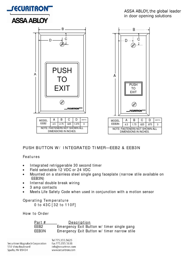 EEB2 & EEB3N Exit Button Wiring Guide | PDF | Technology & Engineering