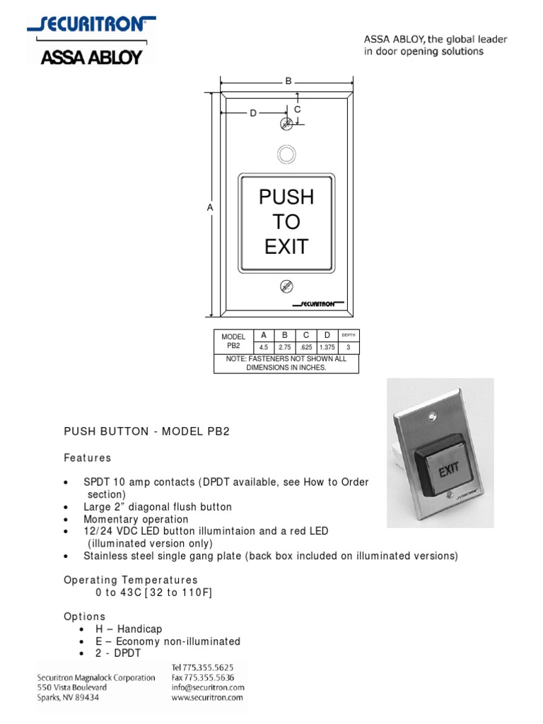 Push Button Model PB2 Specifications | PDF | Computers