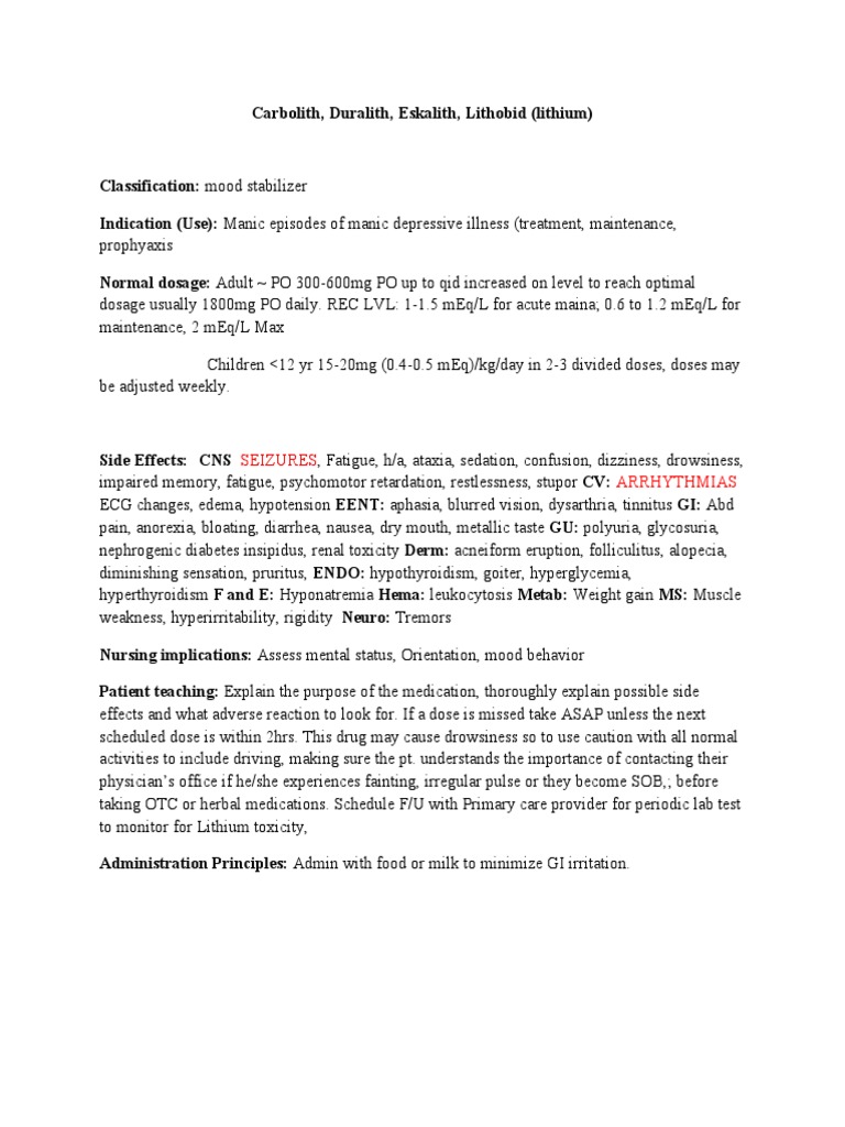 Lithium Card#5 | PDF | Wellness