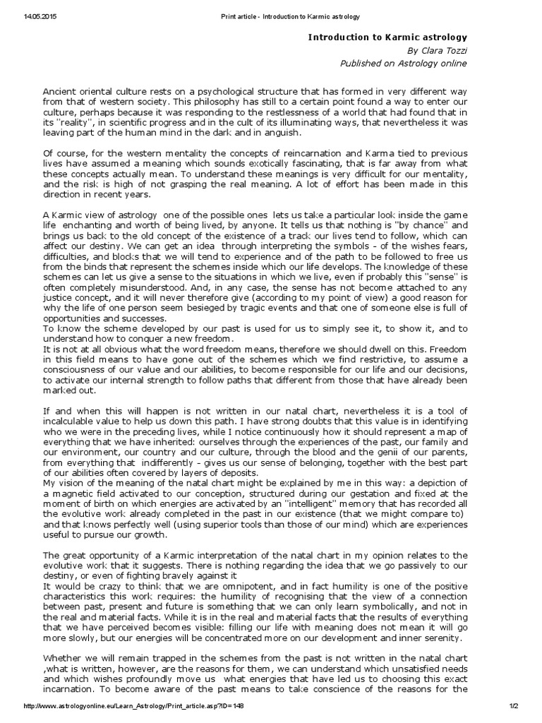 Crimaldi - Introduction To Karmic Astrology PDF | PDF | Karma | Free Will