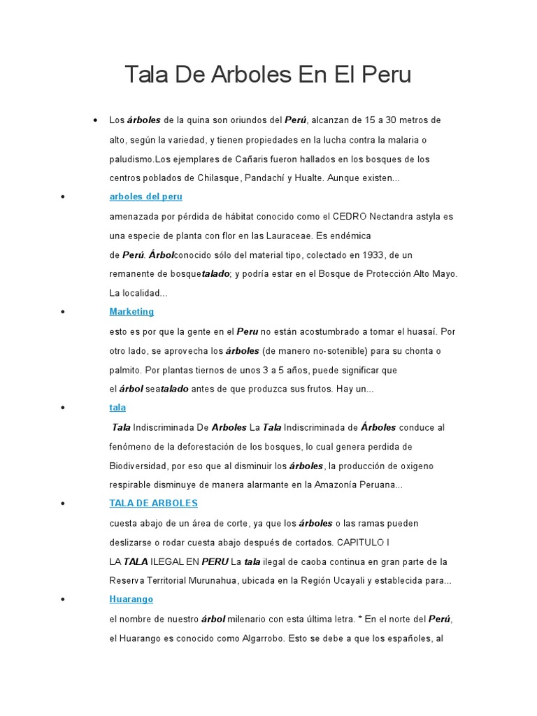 Tala De Arboles En El Peru Pdf Deforestación Manejo De Recursos