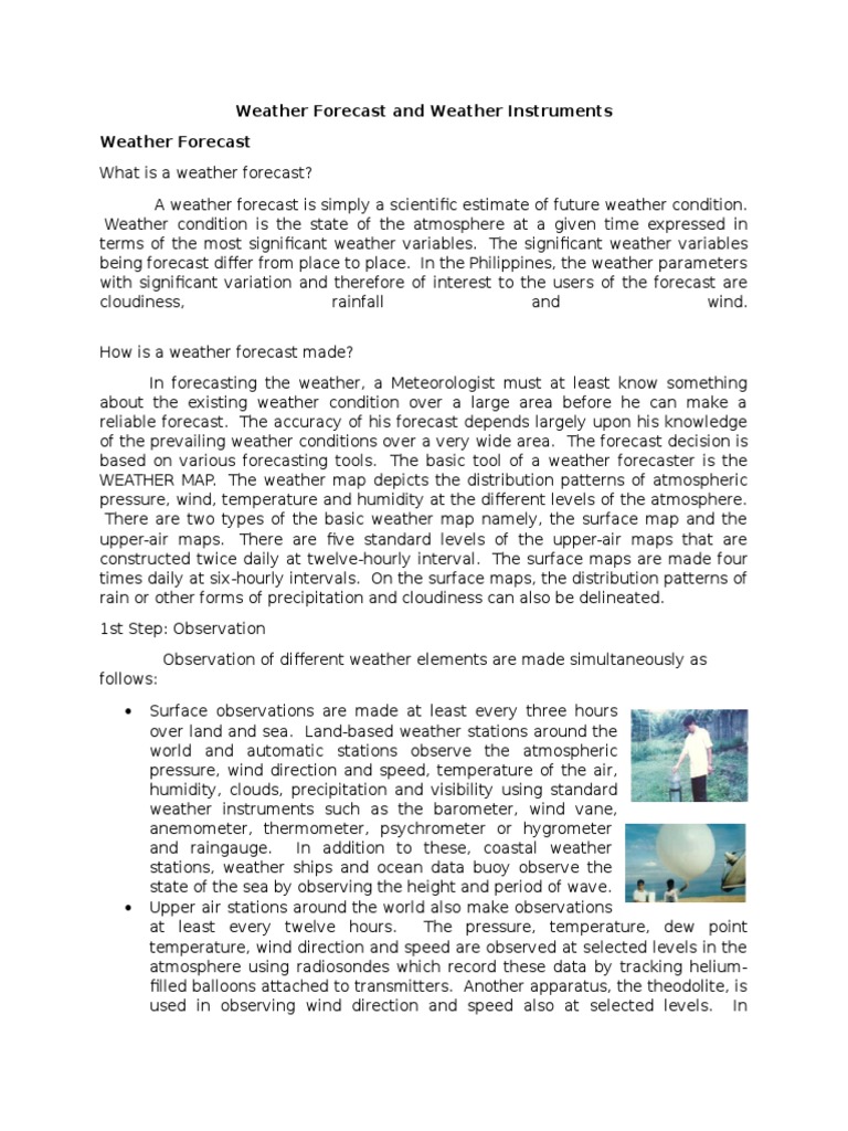 Weather Forecast and Instruments | PDF | Weather Forecasting | Weather