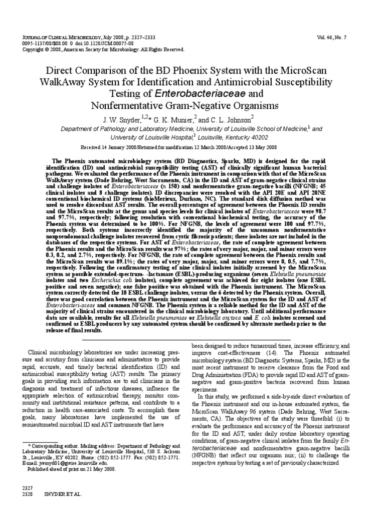 2 Comparacion BD Phoenix Vitek Microscan | PDF | Beta Lactamase ...