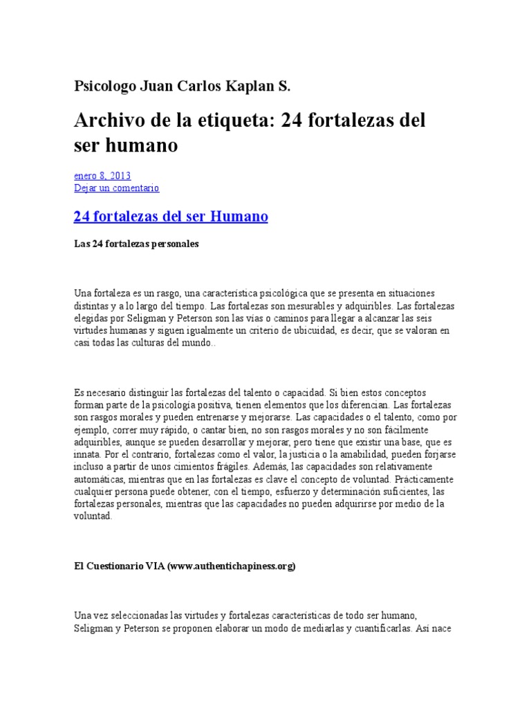 24 Fortalezas | PDF | Creatividad | Amor