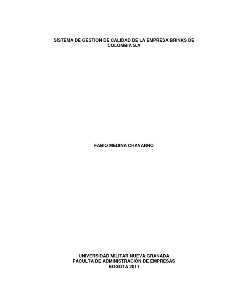 Brinks de Colombia | PDF | Calidad (comercial) | Planificación