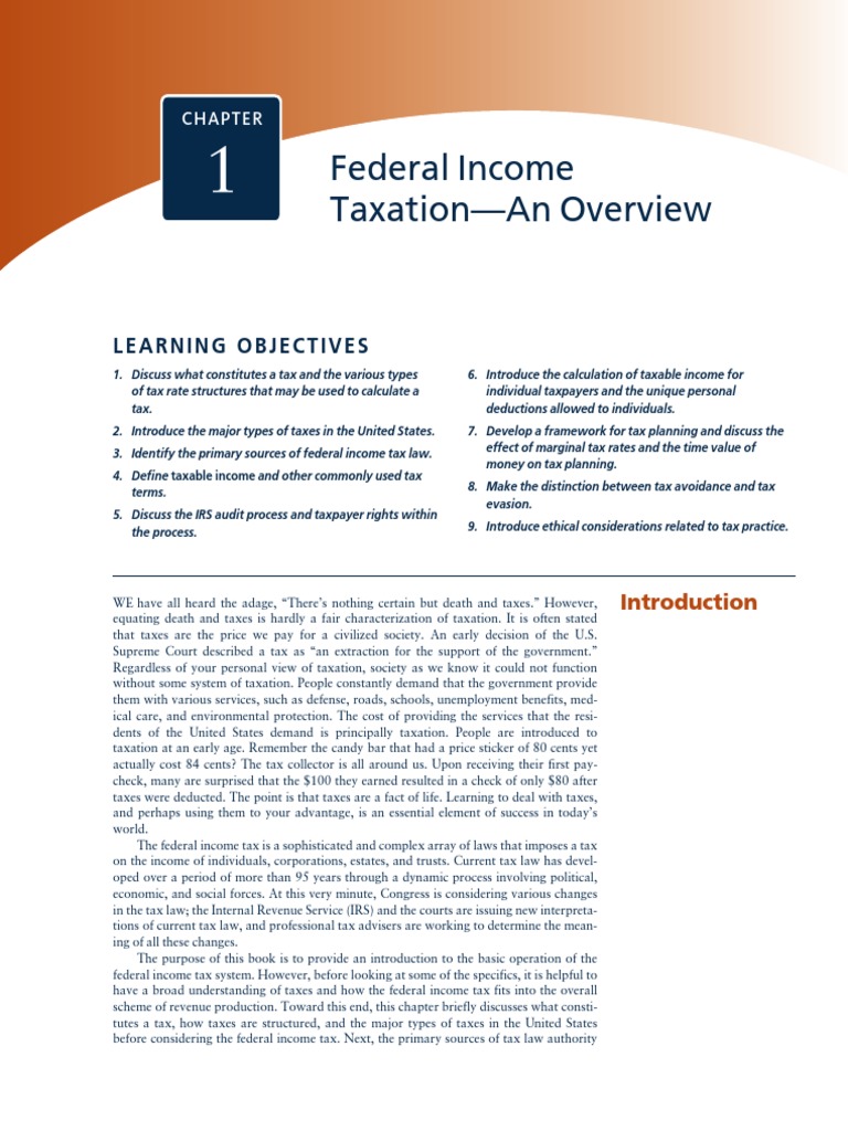 Chapter 1 - Federal Income Taxation - An Overview | PDF | Social ...