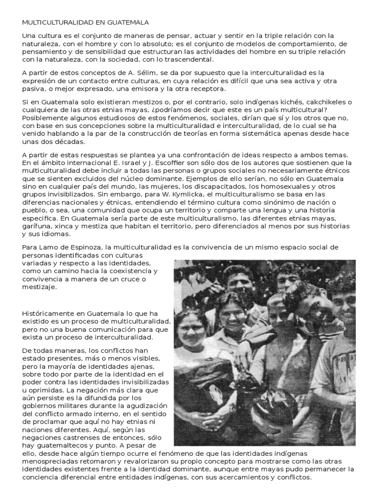 Multiculturalidad en Guatemala | PDF | Multiculturalismo ...
