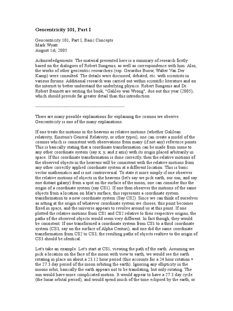 Geocentricity 101, Part I and II | PDF | Gravity | General Relativity