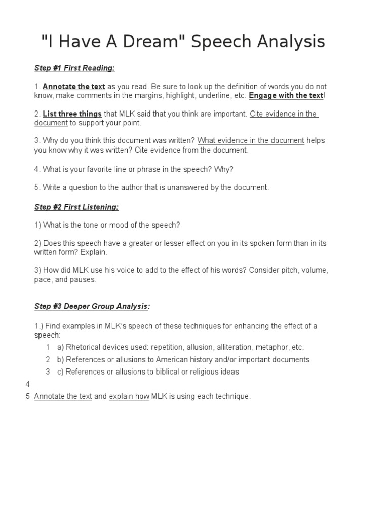 I Have A Dream Speech Analysis | PDF