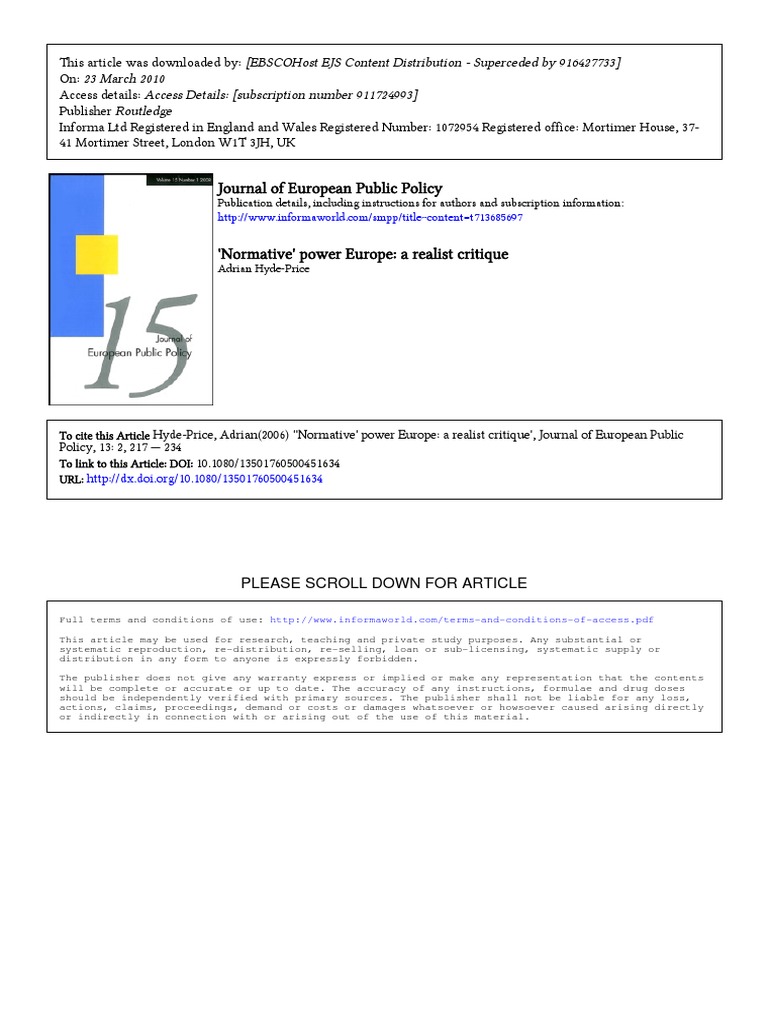 ''Normative Power in Europe PDF | PDF | Polarity (International ...