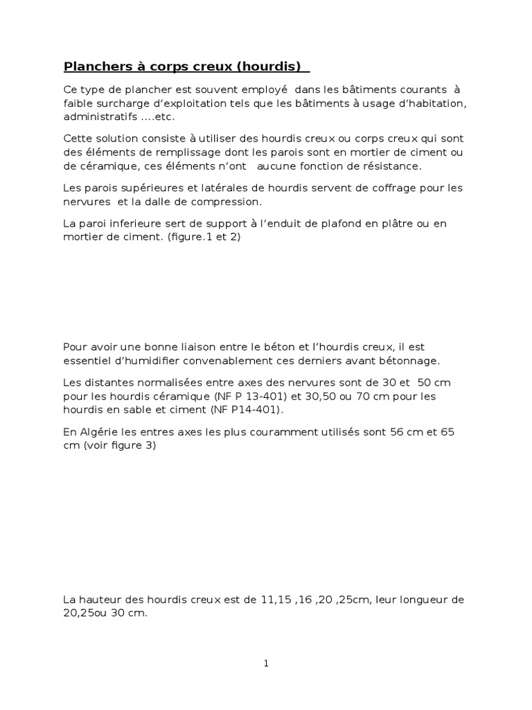 Planchers À Corps Creux | PDF | Ingénierie des structures | Béton