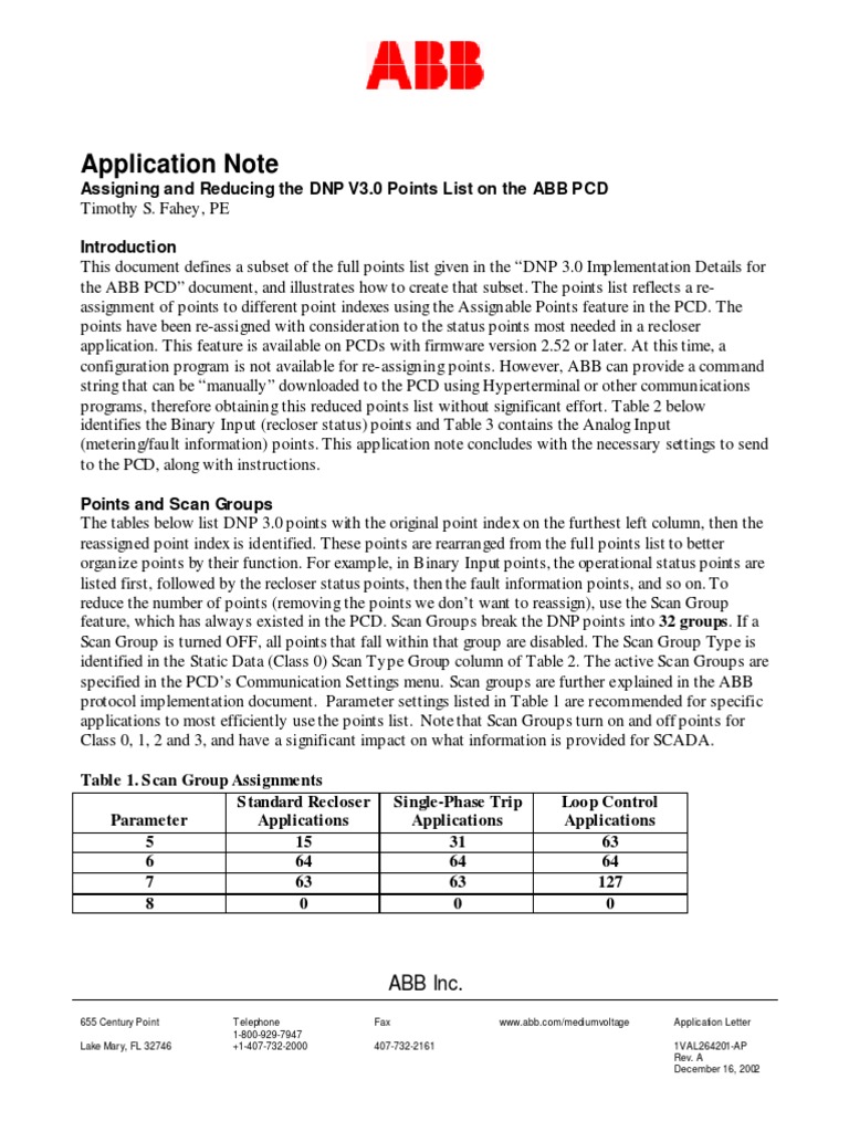 Assigning ABB PCD DNP3 Points List | PDF | Amplifier | Electrical ...