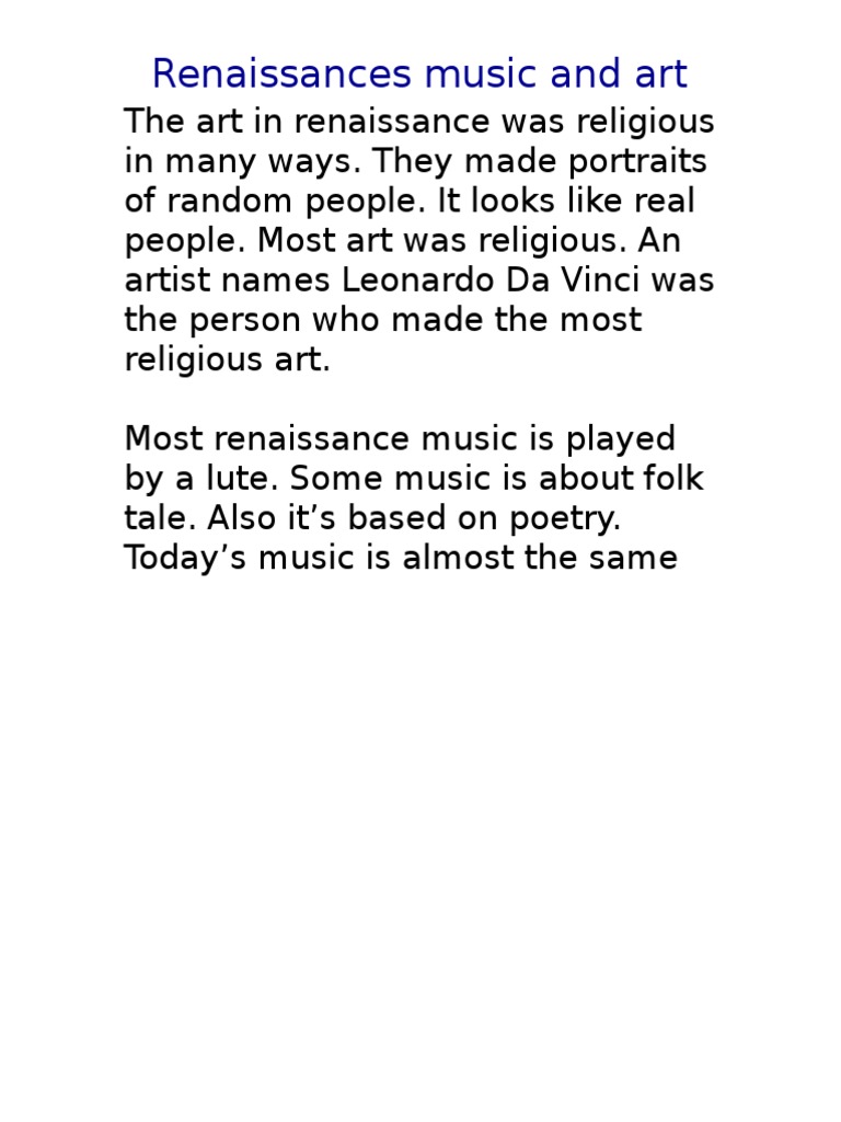Renaissance Music and Religious Art | PDF | Art