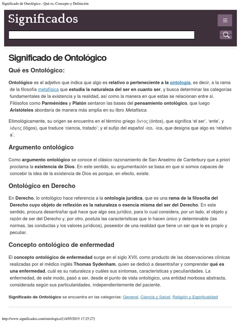 Significado de Ontológico - Qué Es, Concepto y Definición | PDF ...