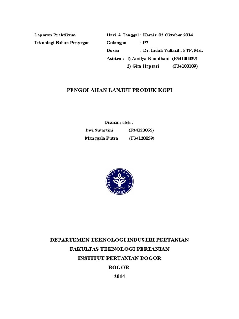 Laporan TBP 3 Pengolahan Lanjut Kopi Fix | PDF