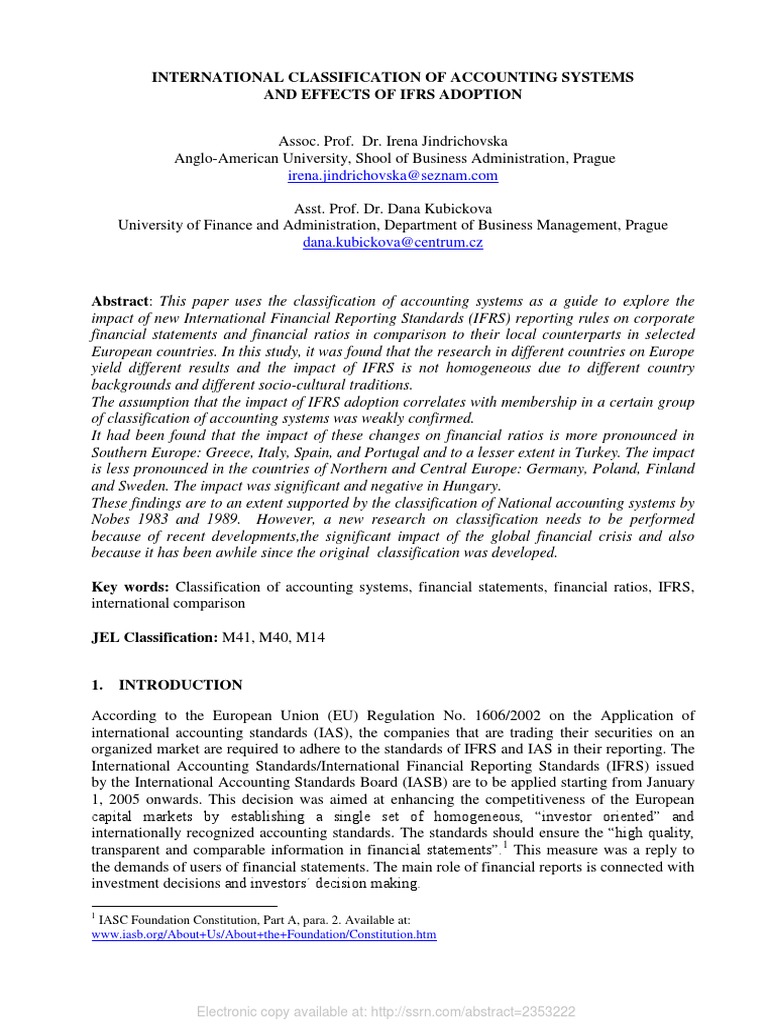 International Classification of Accounting Systems | PDF ...