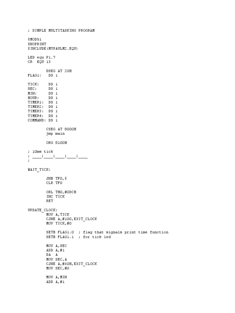 Simple Multitasking Program | PDF | Assembly Language | Subroutine