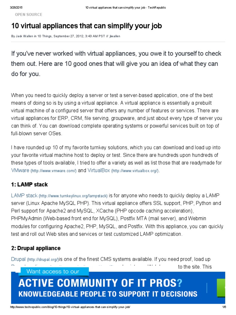 Top 10 Virtual Appliances for Efficiency | PDF | Drupal | Word Press
