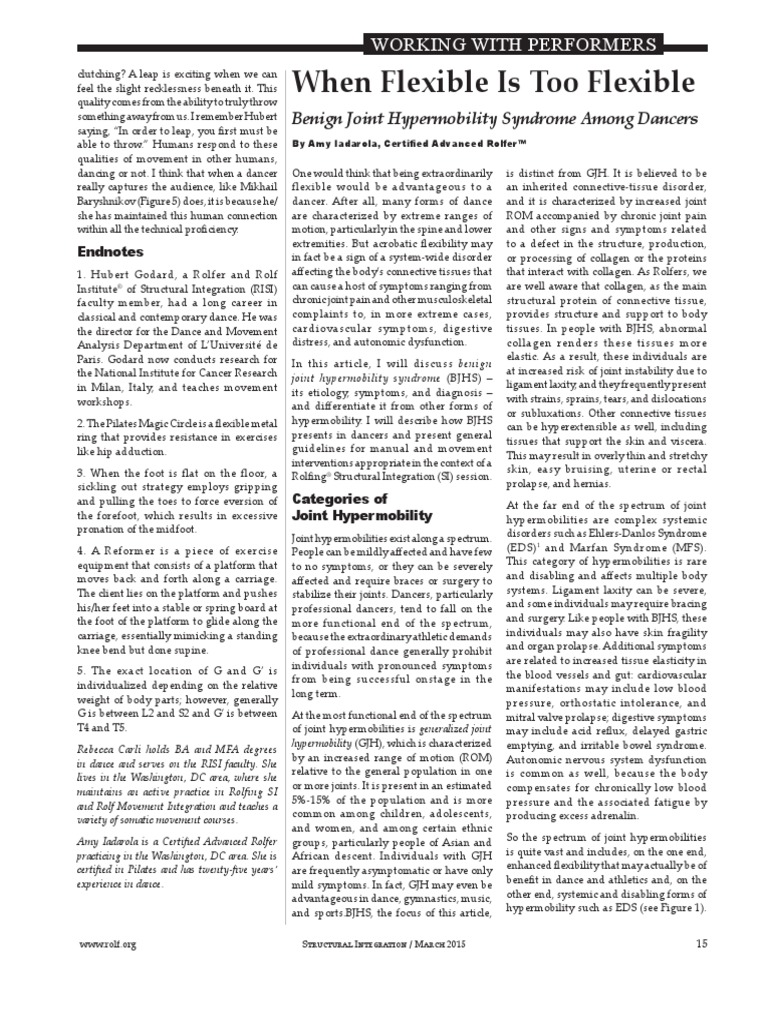 When Flexible Is Too Flexible: Hypermobility Syndrome Among Dancers ...