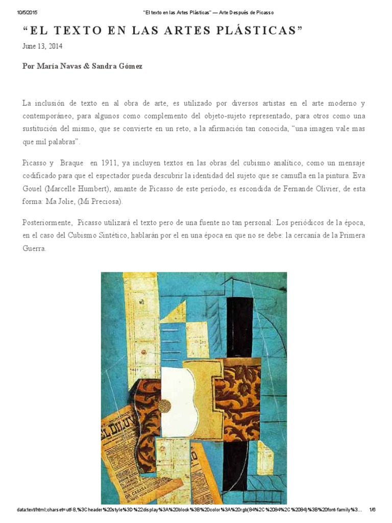 El Texto en Las Artes Plásticas | PDF | Pablo Picasso | Cubismo