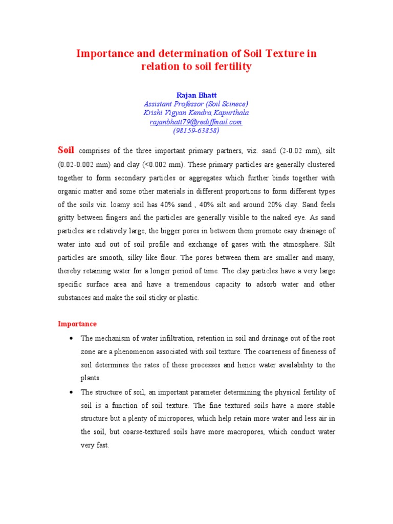 Importance of Soil Texture | PDF | Soil | Soil Science
