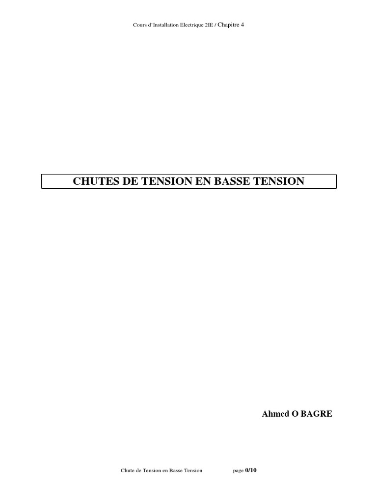 Chute de Tension en Basse Tension | PDF | Tension électrique ...