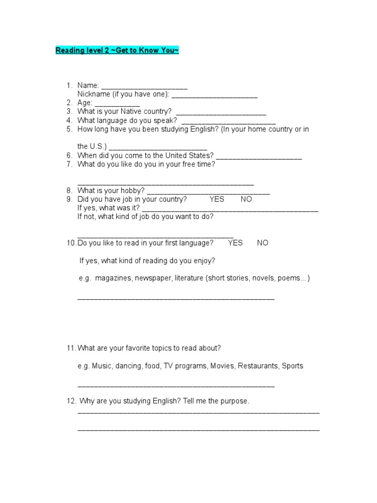 Ar Reading Class Survey | PDF | Self-Improvement