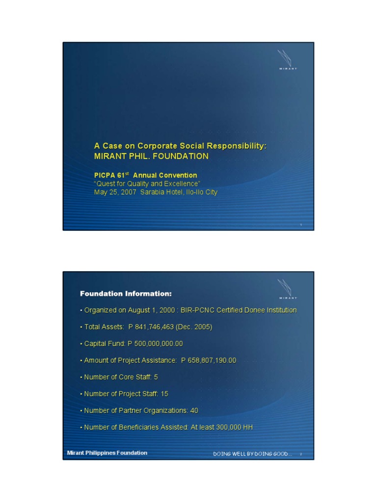 Mirant Philippines Foundation CSR Overview | PDF