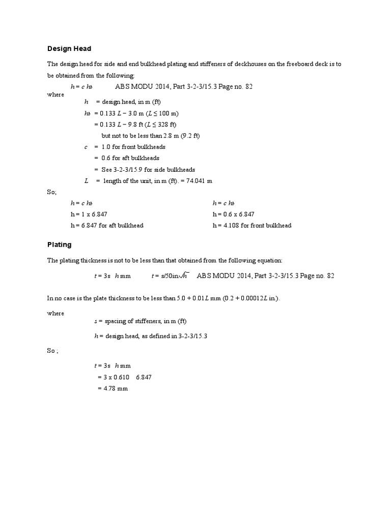 Design Head and Plating for Bulkheads | PDF | Technology & Engineering