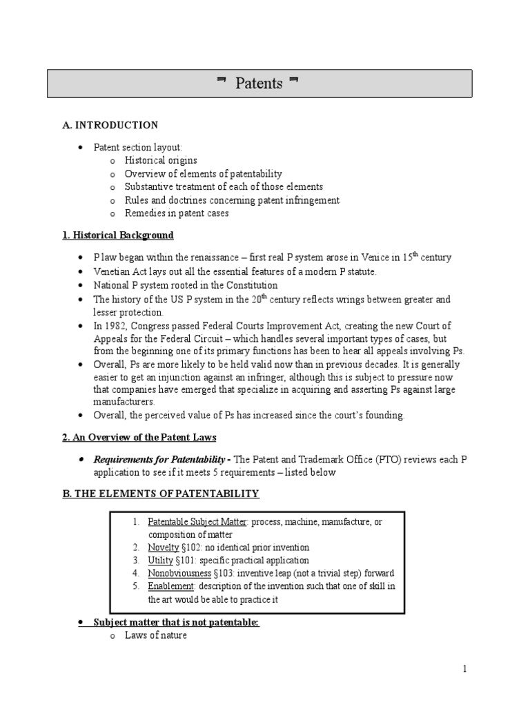 Survey of IP Outline | PDF | Glossary Of Patent Law Terms | Patent Claim