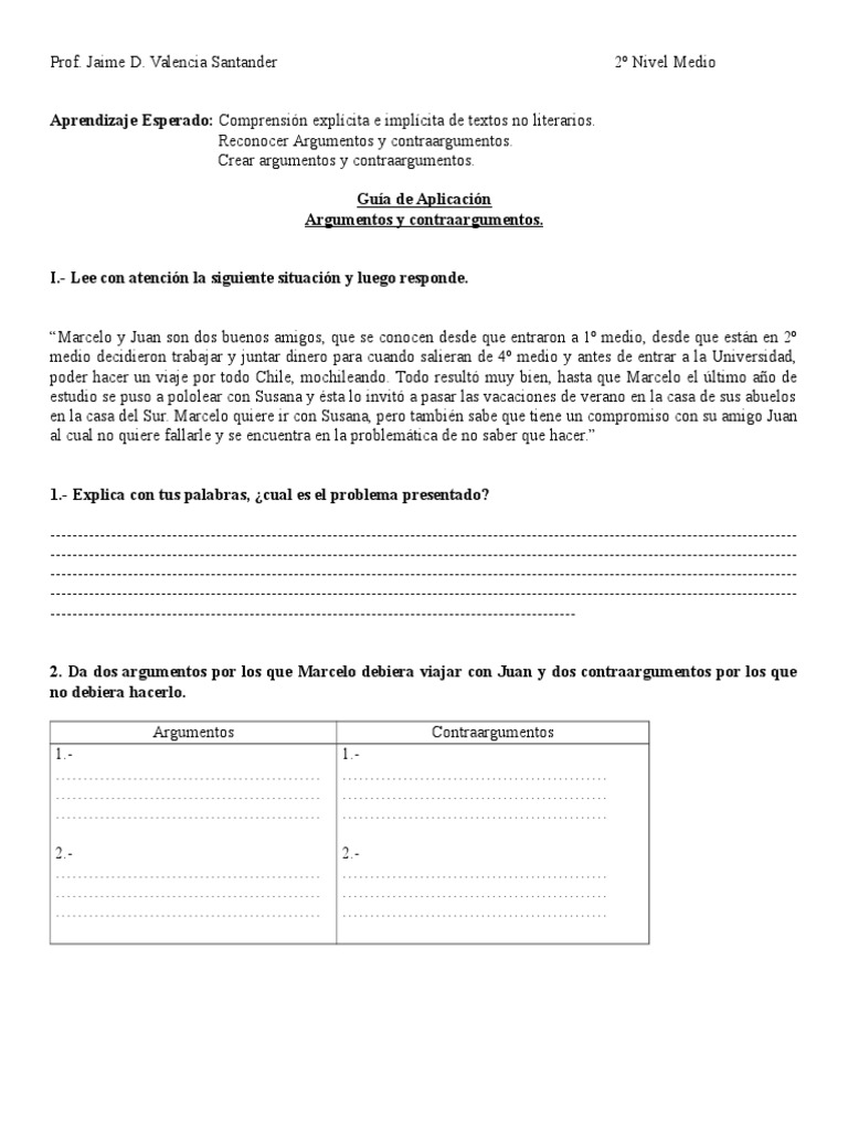 Ejercicios de Argumentación y Contraargumentos | PDF