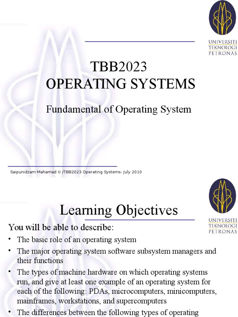 Lecture 1 Fundamentals Of Operating Systemppt Operating System Computer Program