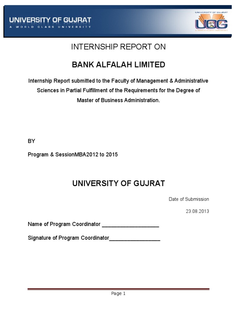 Internship Report on Bank Alfalah Limited | Letter Of Credit | Cheque