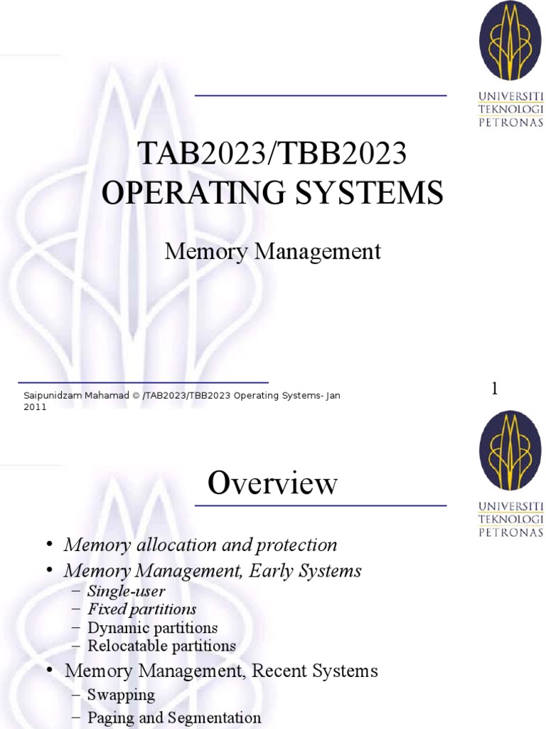 Memory Management in Operating Systems | PDF | Operating System ...