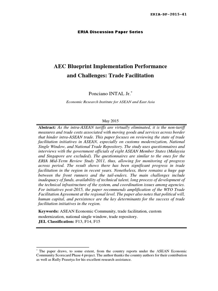 AEC Blueprint Implementation Performance and Challenges: Trade ...