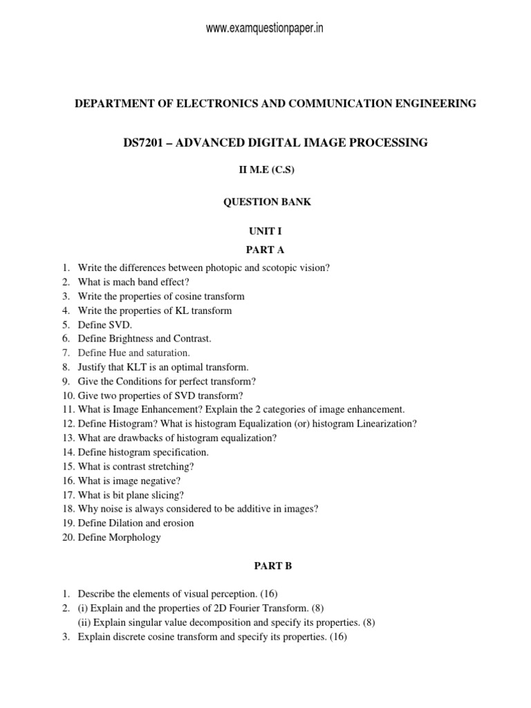 ds7201 Advanced Digital Image Processing PDF | PDF | Image Segmentation ...