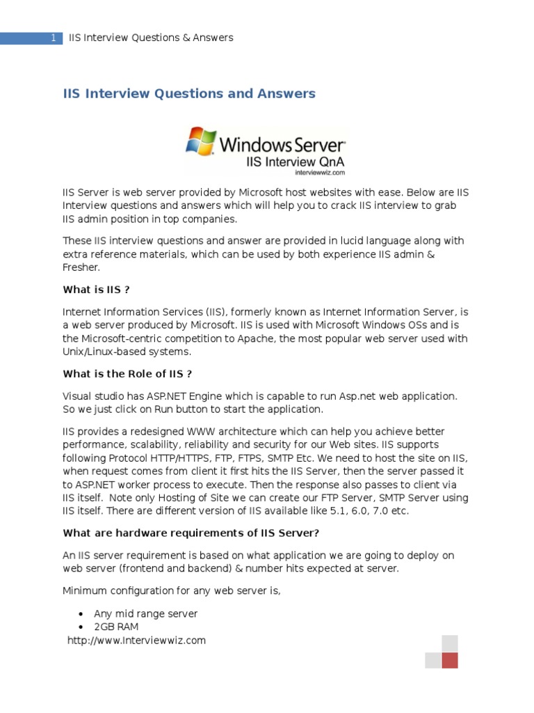 IIS Interview Questions and Answers | PDF | Internet Information ...