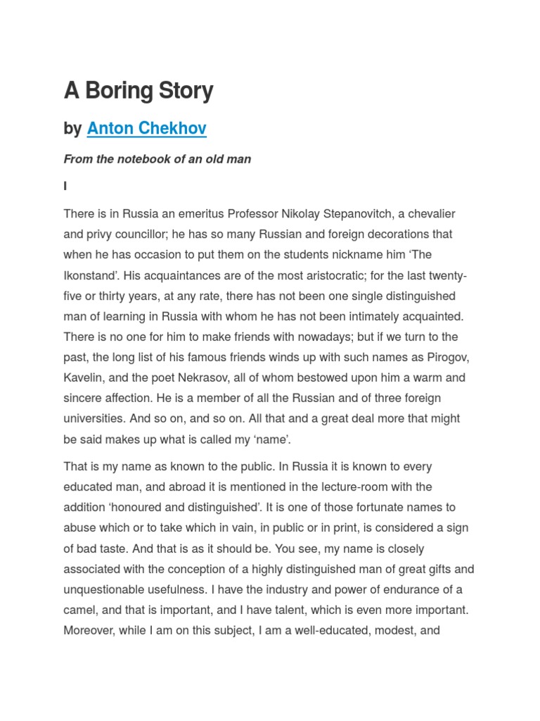 A Boring Story: Anton Chekhov | PDF | Philosophy | Religion & Spirituality