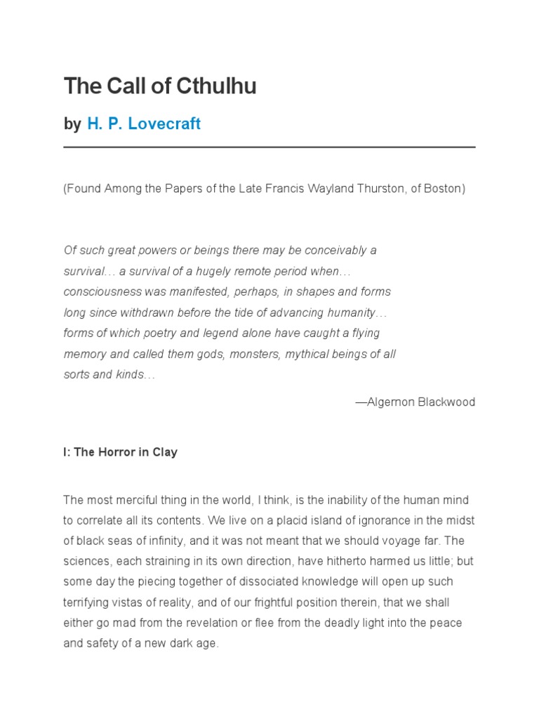 The Call of Cthulhu | PDF | Cthulhu | Dream