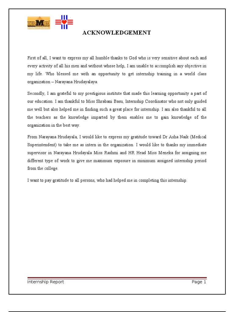 Internship Report at Narayan Hrudayalaya | PDF