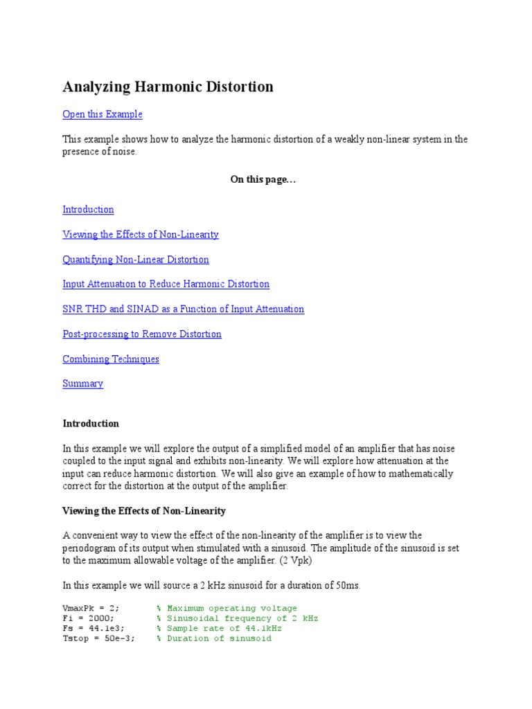 Analyzing Harmonic Distortion | PDF | Distortion | Signal To Noise Ratio